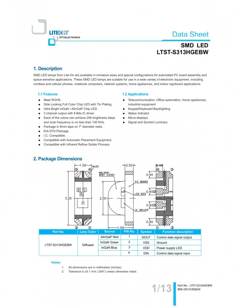 LTST-S313HGEBW datasheet page 2