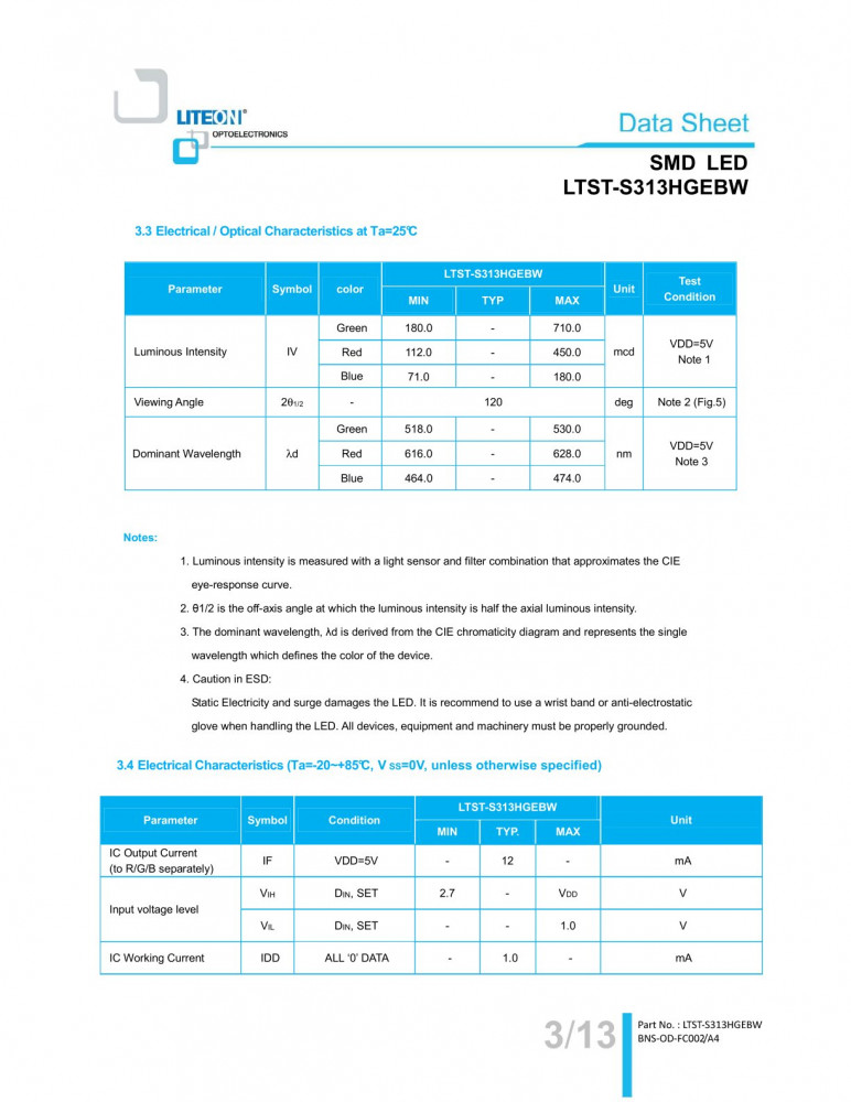 LTST-S313HGEBW datasheet page 4