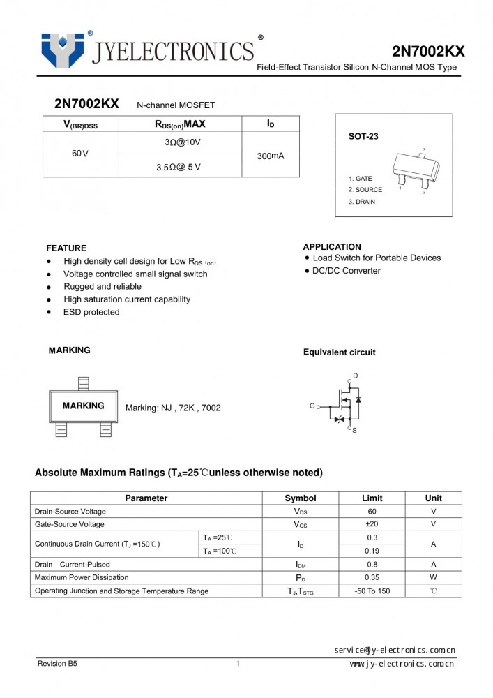 2N7002KX datasheet page 1