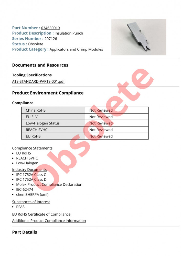 Tooling specification document preview, page 1