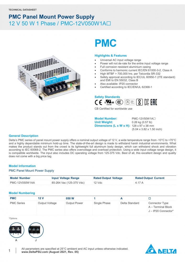 PMC-12V050W1AA datasheet page 1