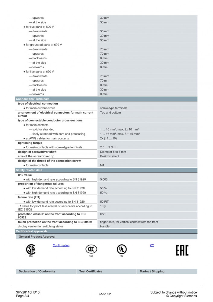 3RV28110HD10 technical document page 3