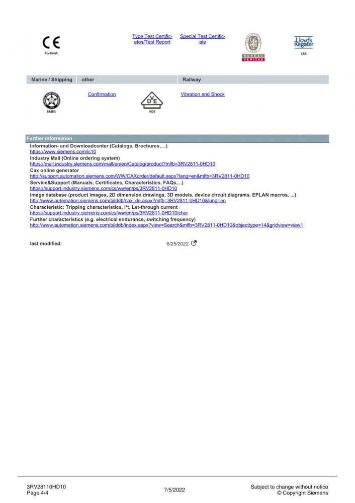 3RV28110HD10 technical document page 4