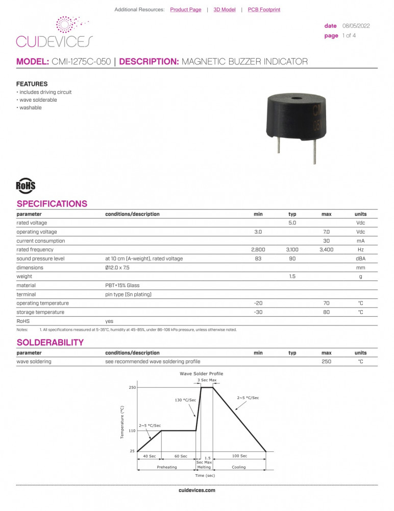 CMI-1275C-050 technical document page 1