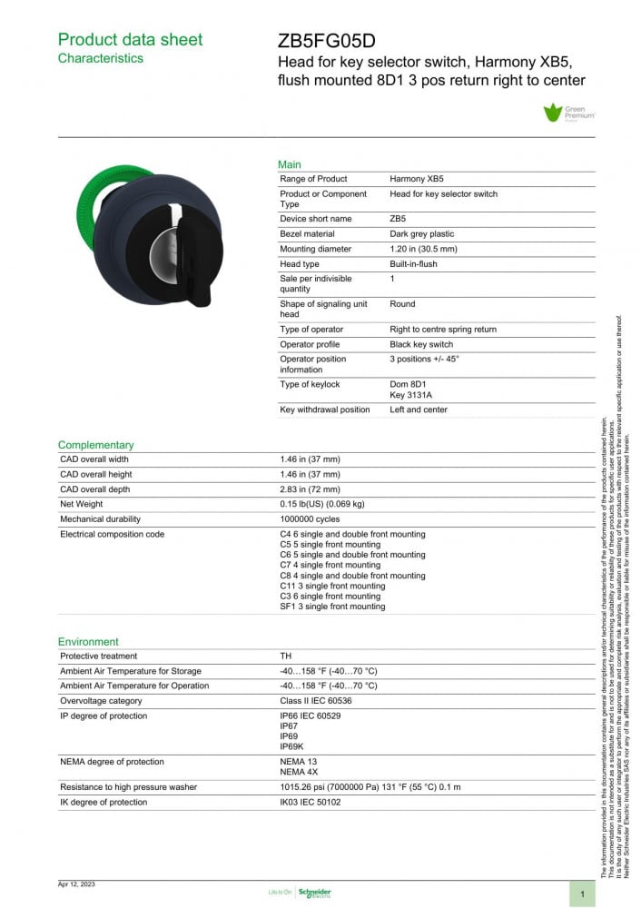 ZB5FG05D technical document page 1