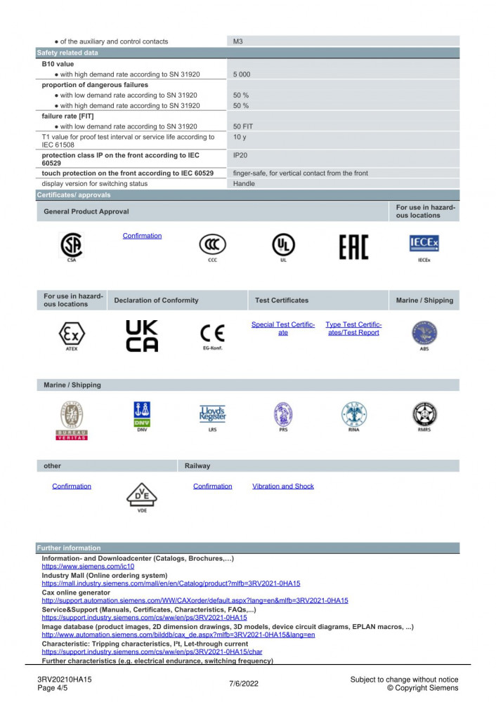3RV20210HA15 datasheet page 4