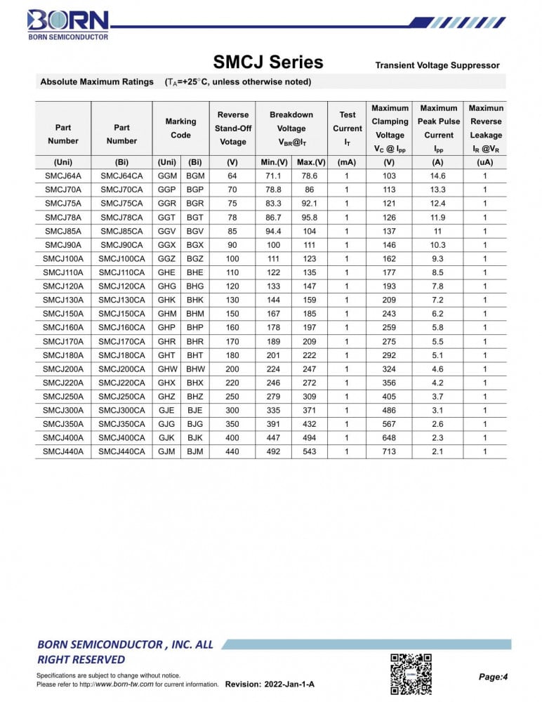 BORN SMCJ series datasheet page 4