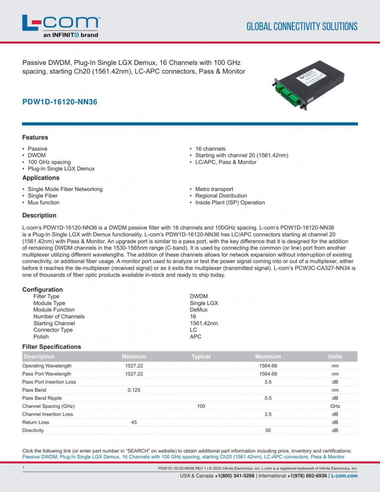 PDW1D-16120-NN36 technical document page 1