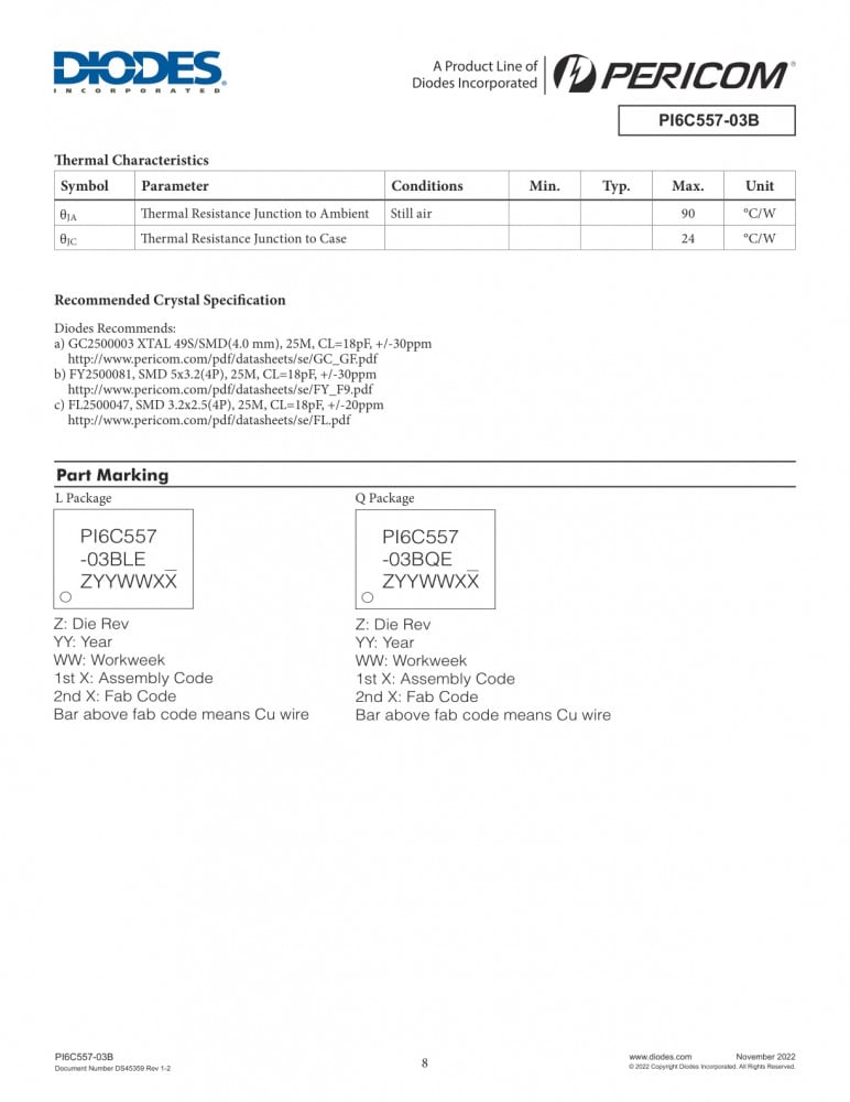 PI6C557-03BQE datasheet page 8