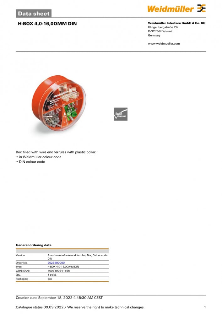 WEIDMULLER 9025400000 document page 1