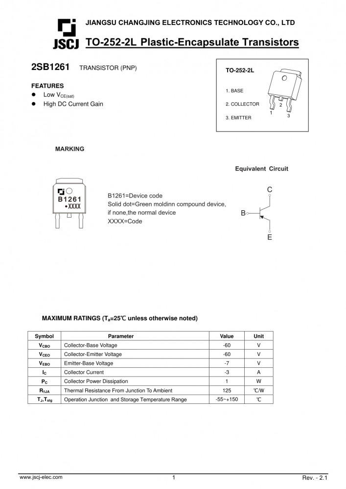 2SB1261 datasheet page 1