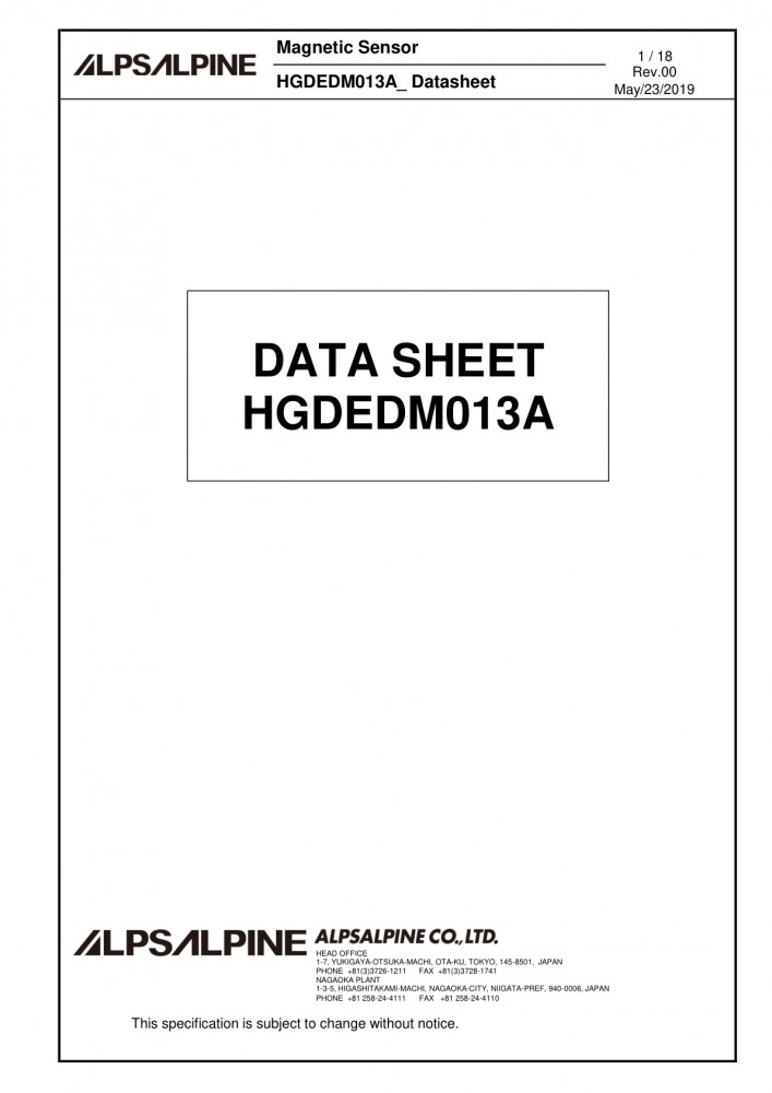 HGDEDM013A datasheet page 1