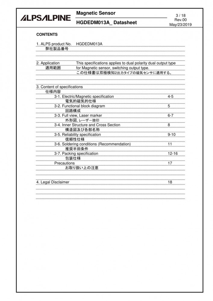 HGDEDM013A datasheet page 3