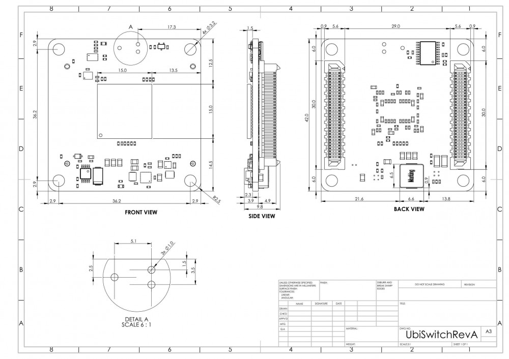 UbiSwitch Rev A mechanical drawing reference