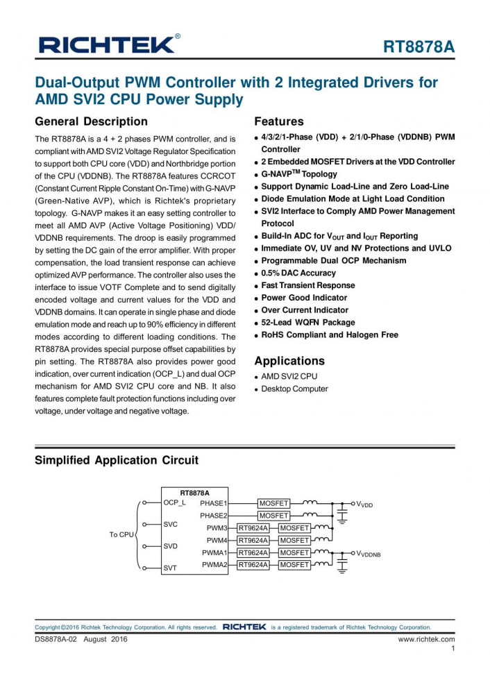 RT8878A datasheet page 1