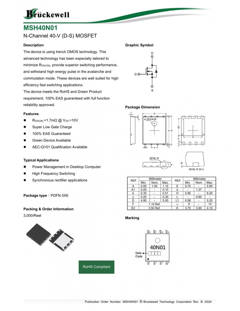 MSH40N01 datasheet page 1