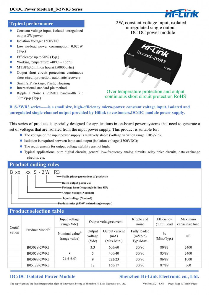 HLK-B1224S-2WR3 datasheet page 1