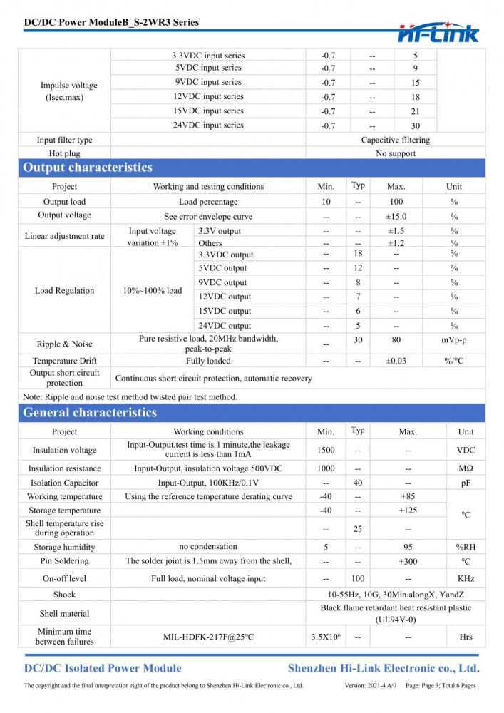 HLK-B1224S-2WR3 datasheet page 3
