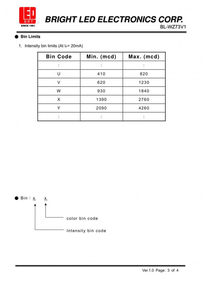 BL-WZ73V1 datasheet page 3