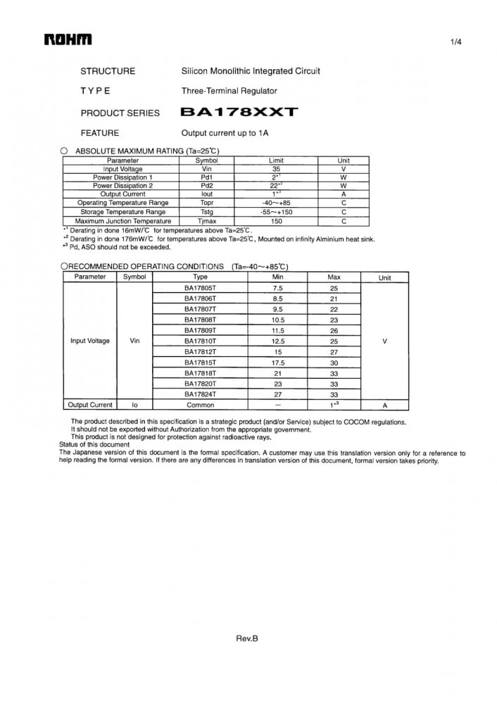 BA17810T technical document page 1