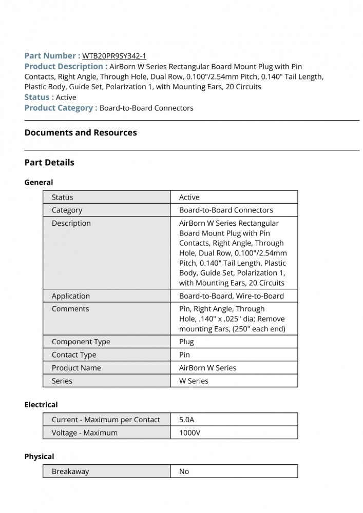 WTB20PR9SY342-1 technical document image 1