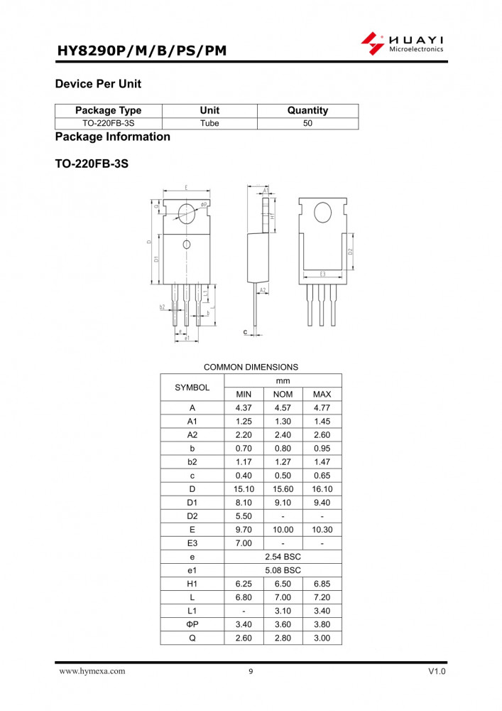 HY8290P datasheet page 9