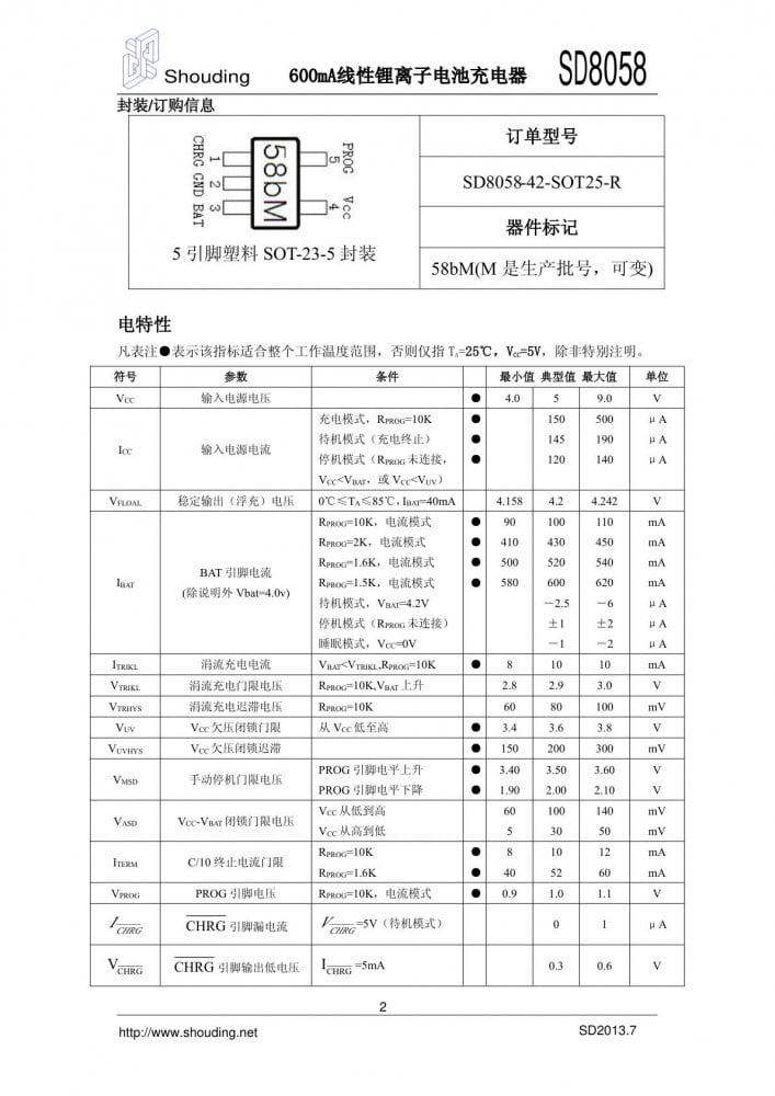 SD8058 datasheet page 2
