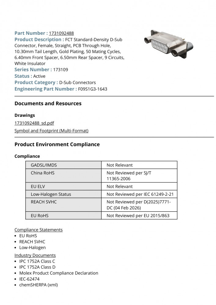 MOLEX 1731092488 drawing preview, page 1