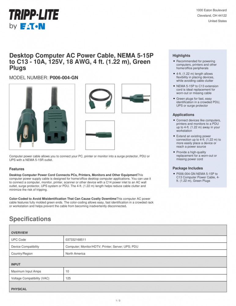 P006-004-GN technical document page 1
