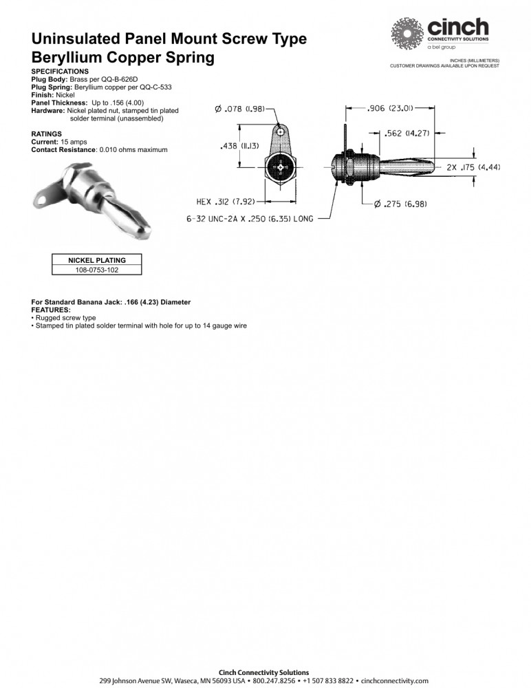 Bel Fuse 108-0753-102 technical specification document preview