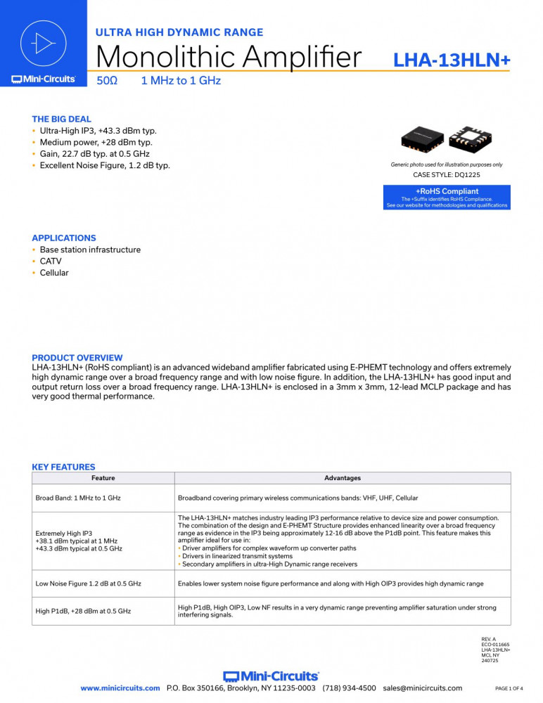 LHA-13HLN+ datasheet page 1