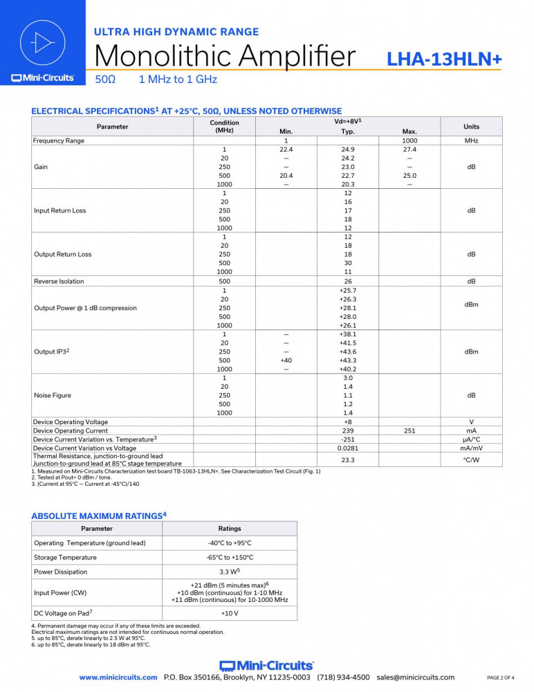 LHA-13HLN+ datasheet page 2