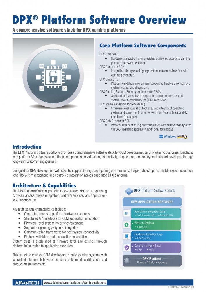 DPX Platform Software Overview document page 1