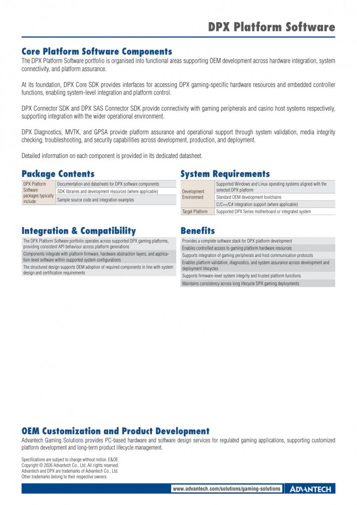 DPX Platform Software Overview document page 2