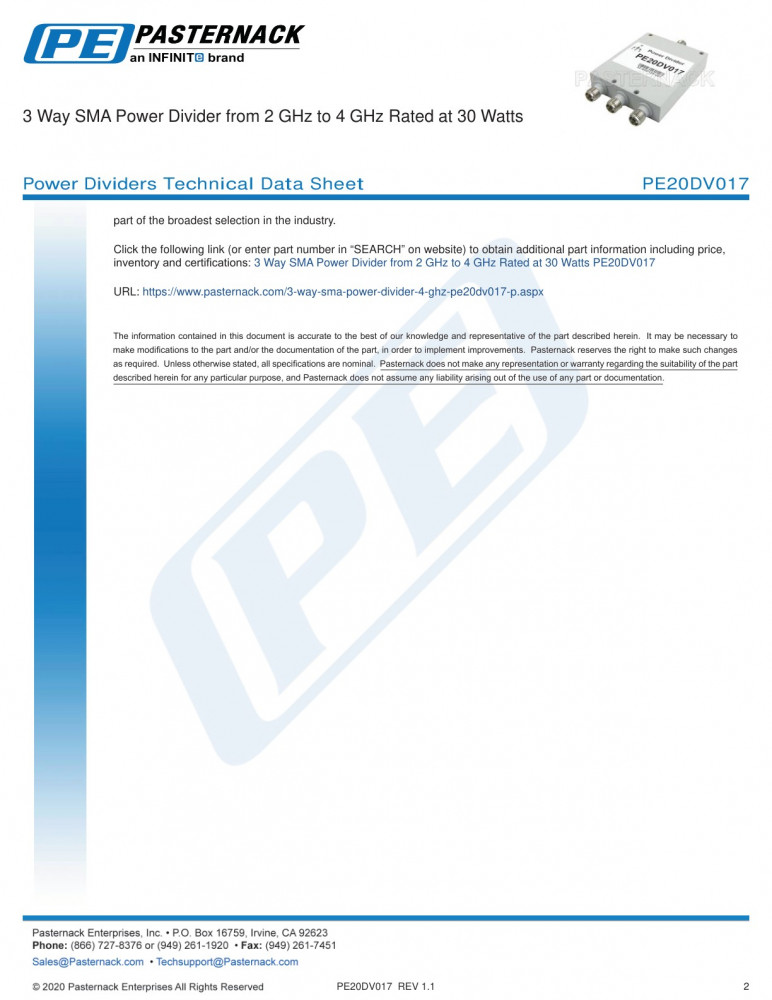 PE20DV017 technical document page 2