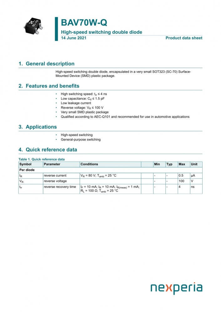 BAV70W-QX datasheet page 1