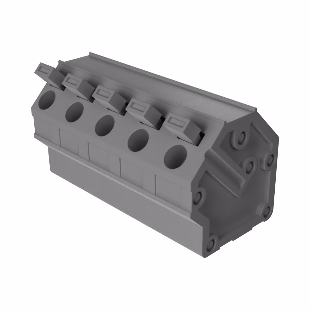 7.50mm Pitch, Eurostyle Fixed-Mount Push-Button Terminal Block, 45° Modular Luminaire, 10A, 26-14 AWG, Light Gray, 5 Circuits for sale