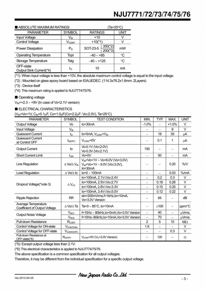NJU7773 datasheet page 3