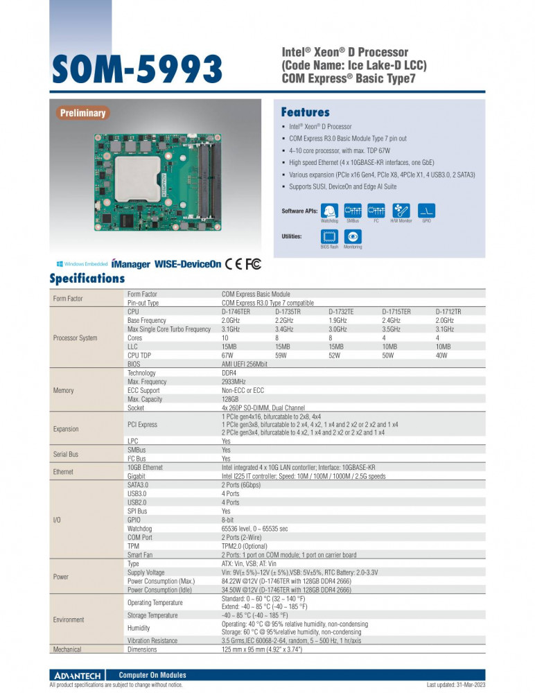 SOM-5993D10-U0A1 technical document page 1
