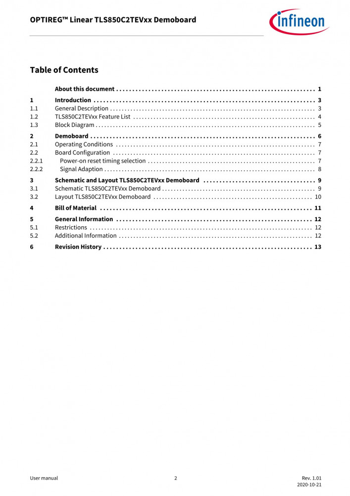 TLS850C2TEVxx demoboard document page 2