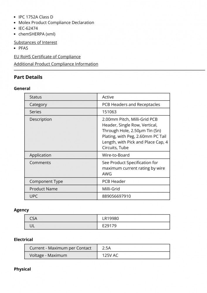 MOLEX product specification document page 2