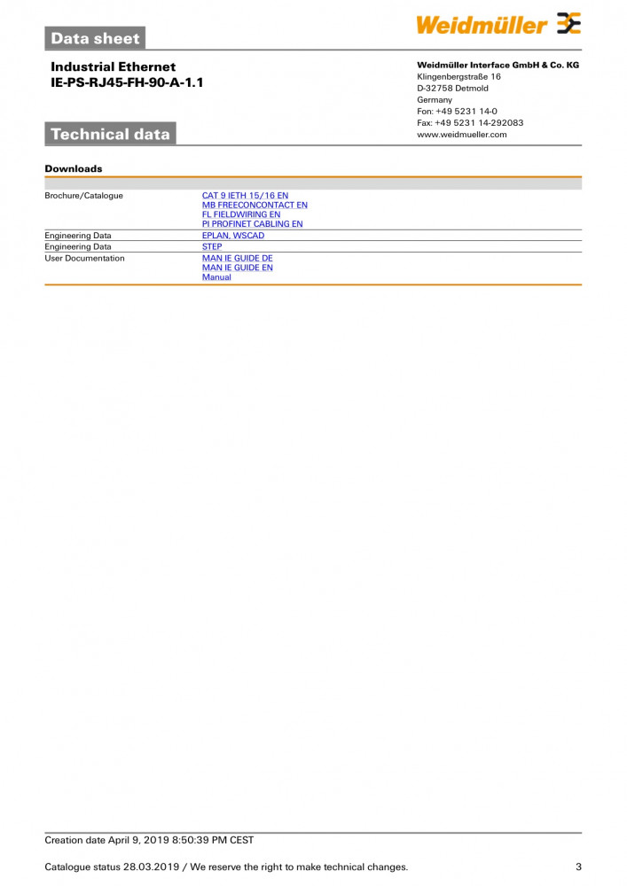 Weidmüller 1518080000 technical document page 3