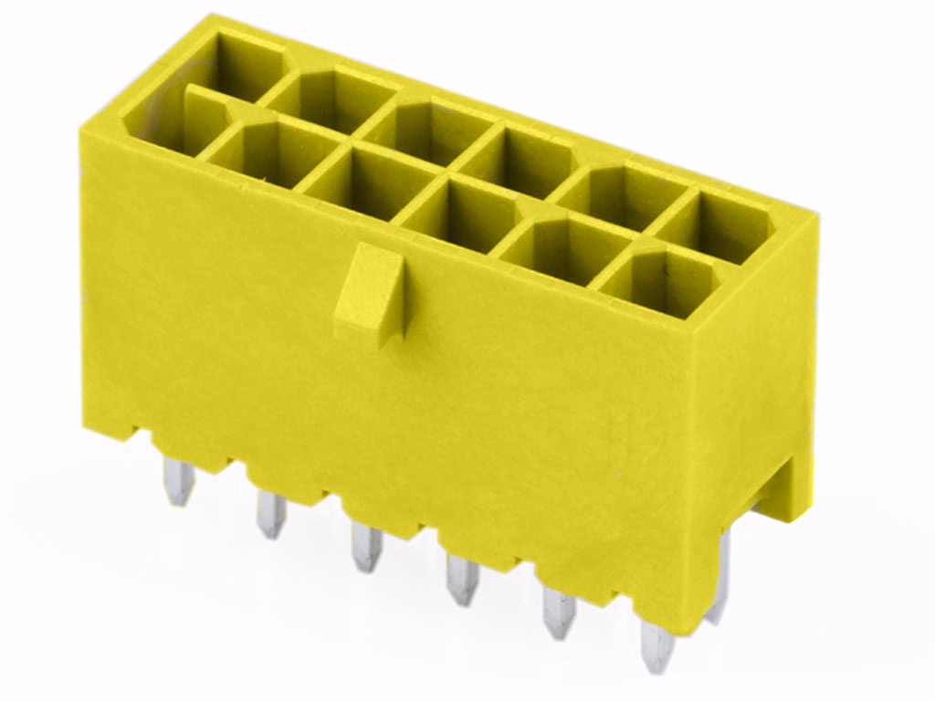 Micro-Fit+ Versa Color Vertical Header, Through Hole, 3.00mm Pitch, Dual Row, 12 Circuits, 0.76µm Gold (Au) Plating, Glow-Wire Capable, Yellow, Tray for sale