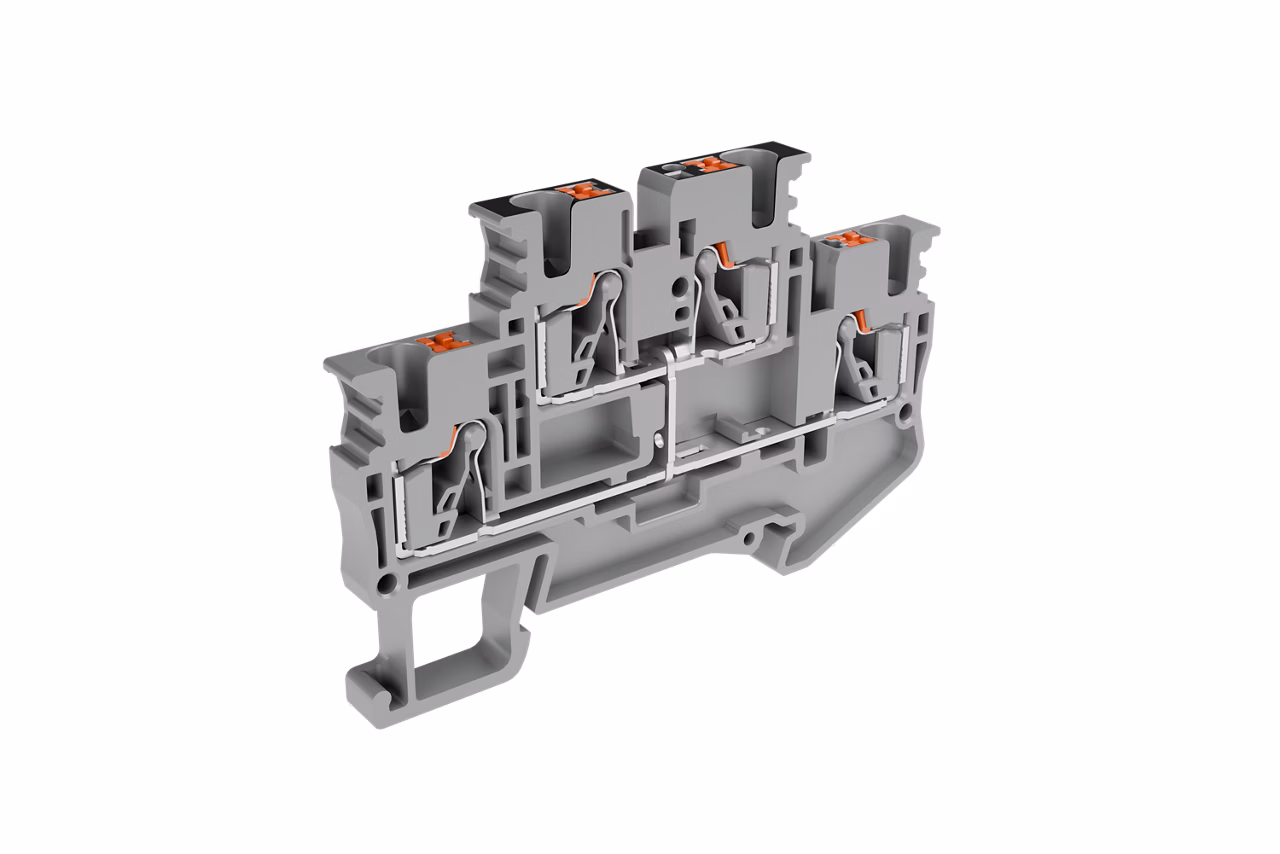 Double Level Feed-Through Terminal Block, Push-in Design, 5.10mm Width, 300V, 20.0A for sale
