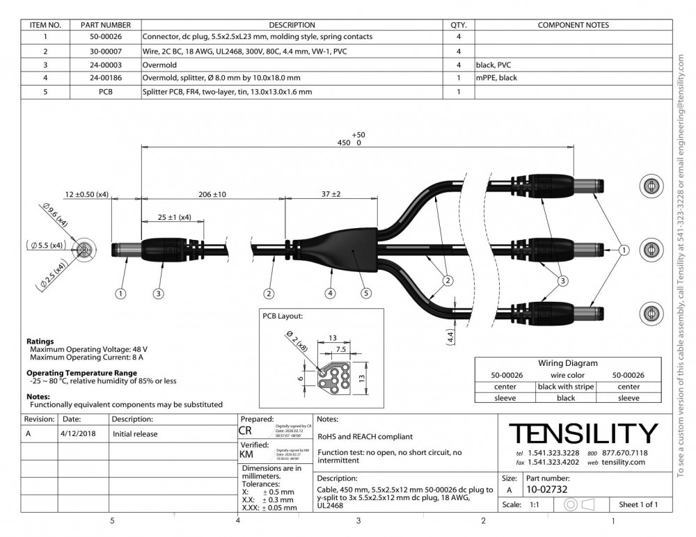 10-02732 cable assembly technical drawing