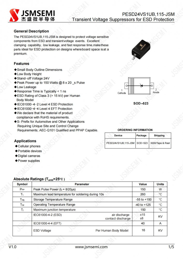 PESD24VS1UB,115-JSM datasheet page 1