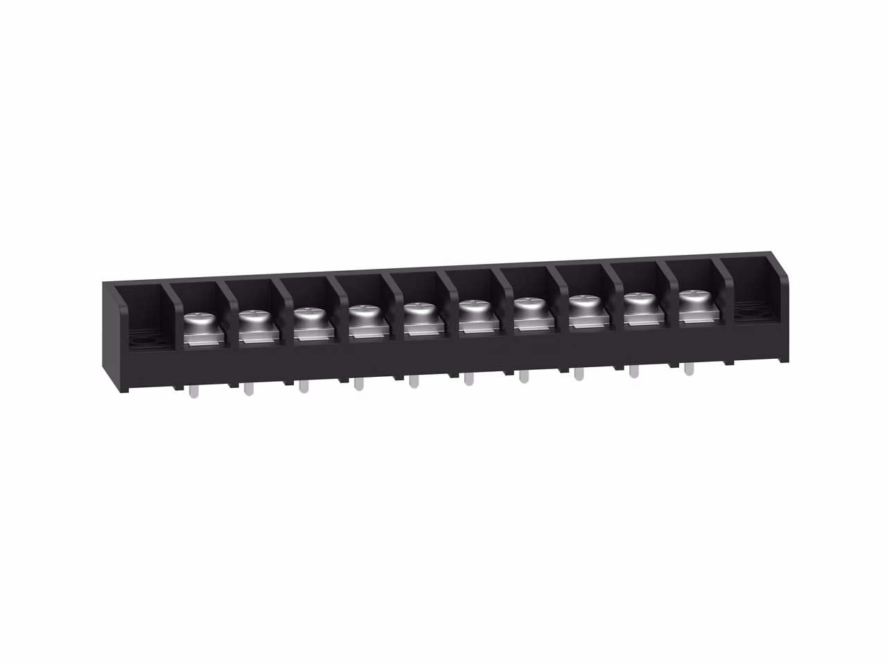 6.35mm Pitch, Single Row, Dual-Barrier Terminal Strip, without Mounting Ends, Black, 2 Circuits