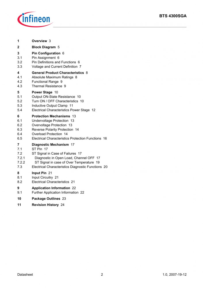 BTS4300SGA datasheet page 2