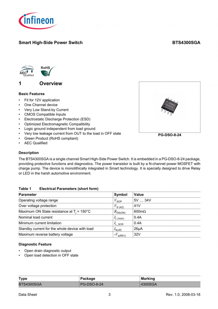 BTS4300SGA datasheet page 3