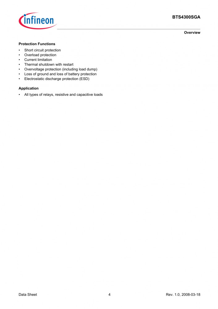 BTS4300SGA datasheet page 4